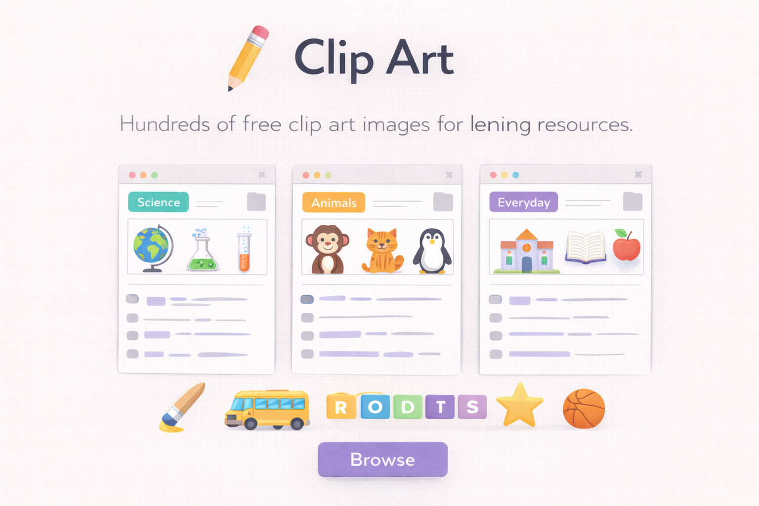Worksheet Clip Art: 30 Drag-and-Drop Illustrations for Your Worksheets ...